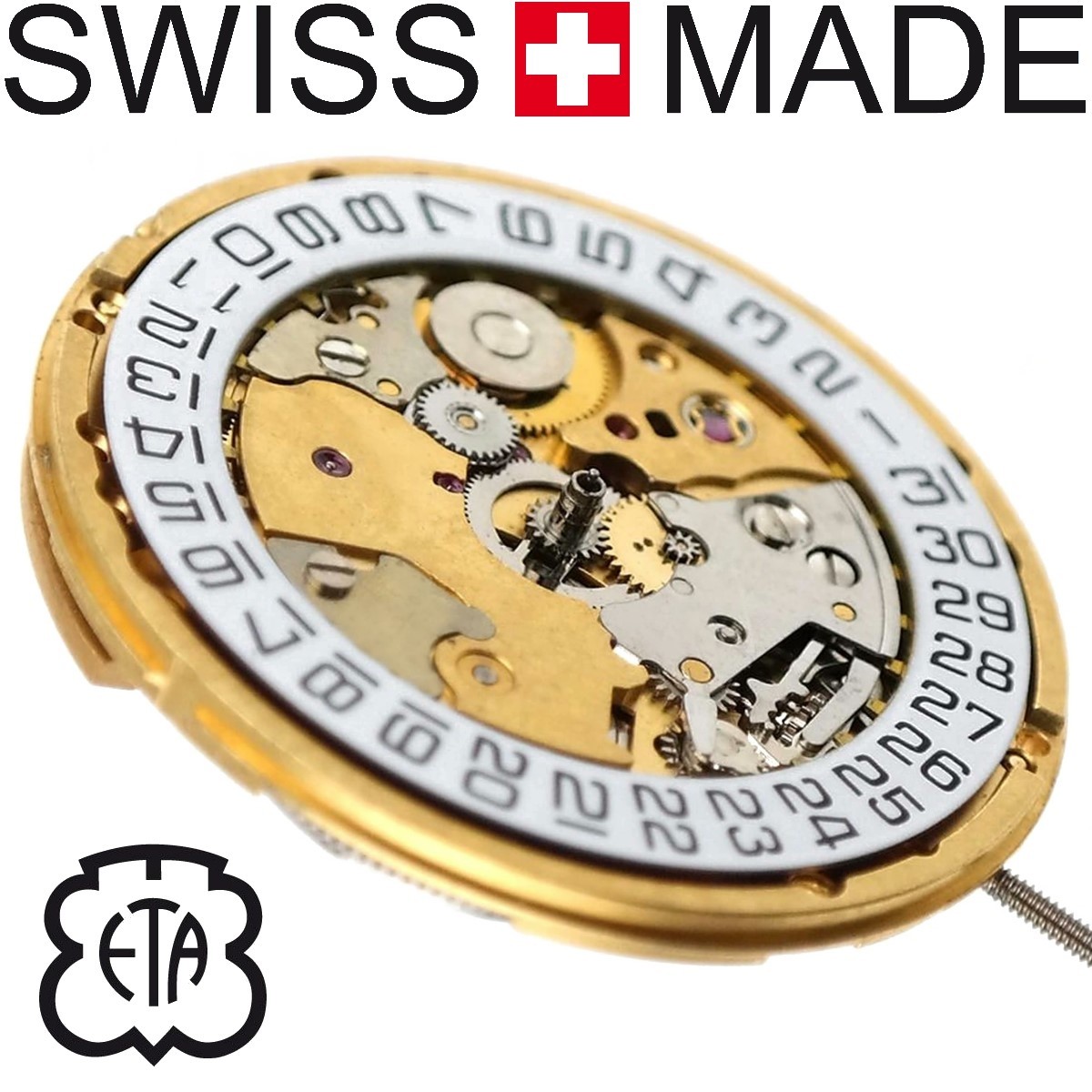 Movimento relógio automático ETA 2892-2 banhado a ouro - Compre um movimento ETA 2892 substituto