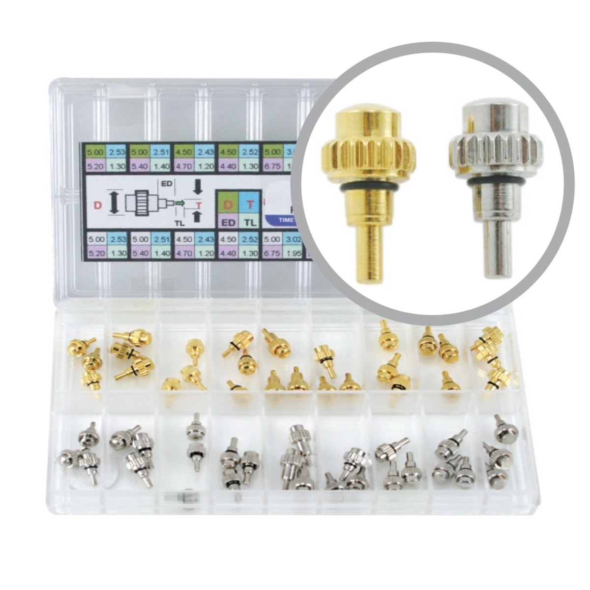 Kit de botões de pressão cromo e plaquet para cronógrafos - conjunto de ...