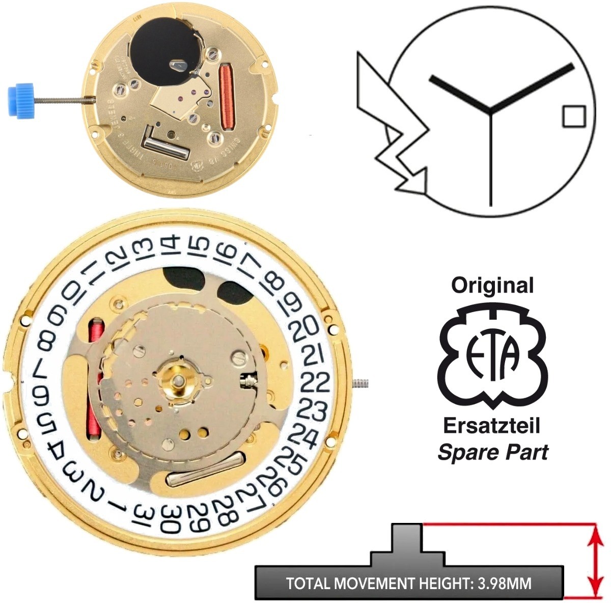 Movimento relógio ETA QUARTZO F06.111 / F06.115 - Compre movimentos de ...